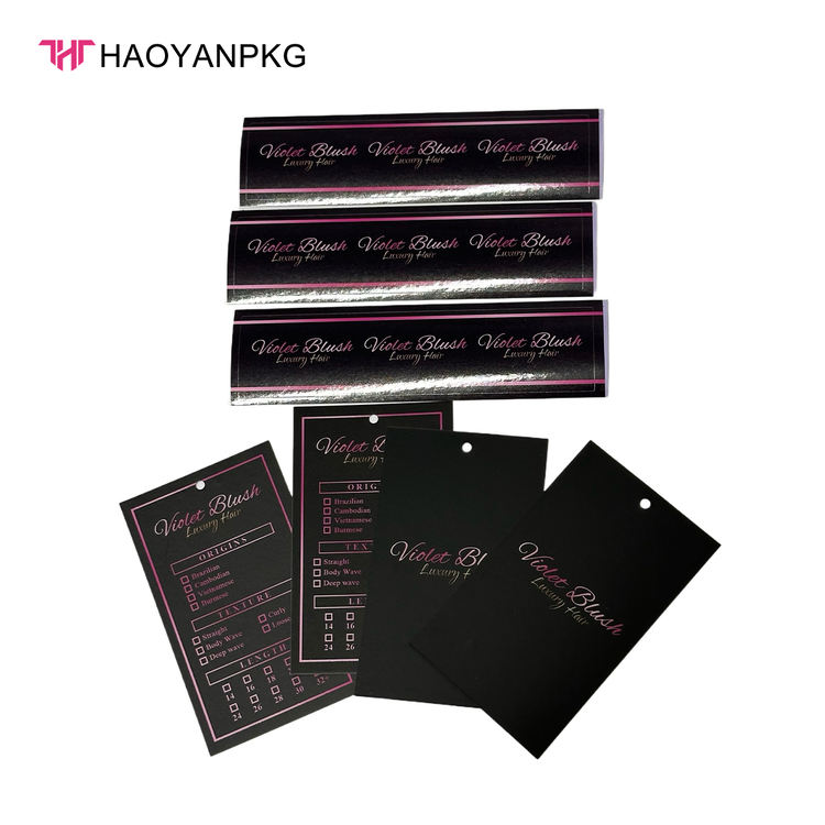 Custom Biodegradable Double Side Paper Hair Extensions Packaging Labels ...