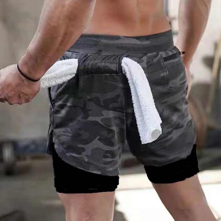 Men 2 in 1 Running Shorts Jogging Gym Fitness Training Quick Dry Beach ...
