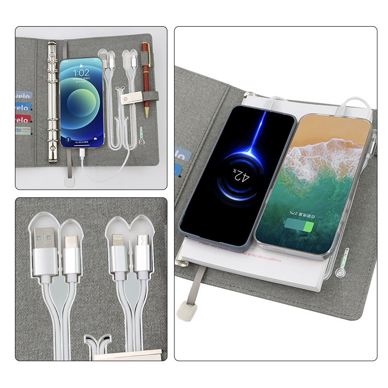 Charging Leather Notepad with power bank and USB disk function