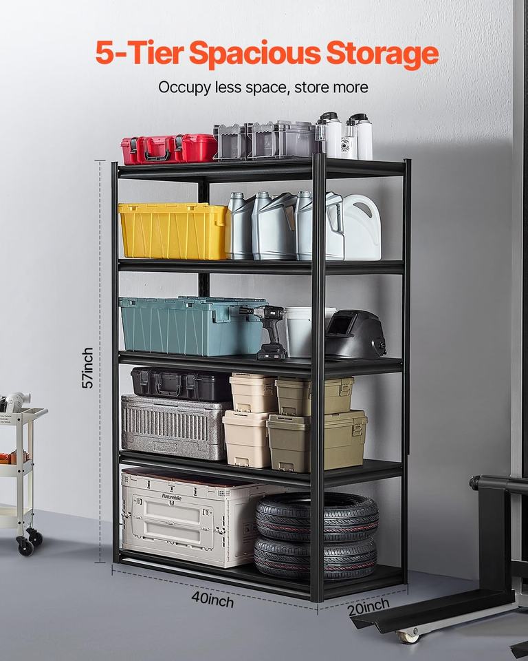 Garage Boltless Steel Medium Duty Freestanding Adjustable 5 Layer Tier ...