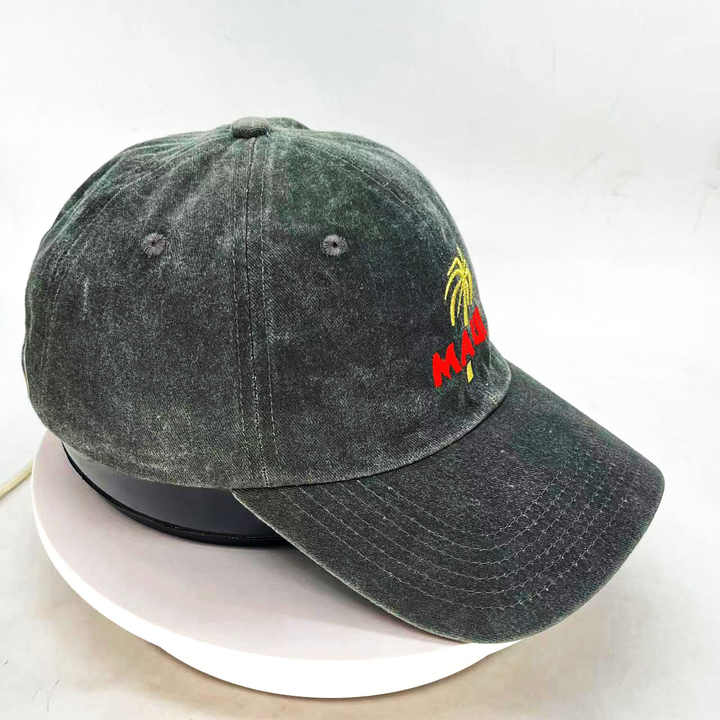 High Quality Custom 6 Panel Embroidery Logo Caps Distressed Wash ...