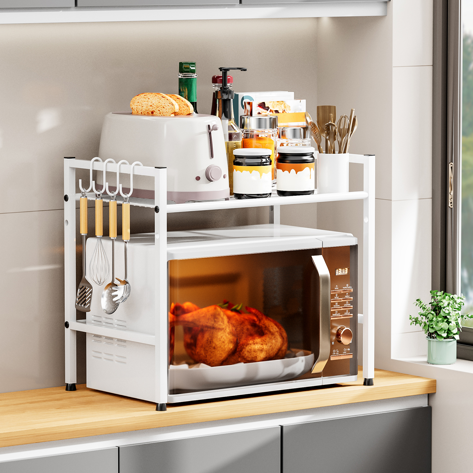 Kitchen Countertop Microwave Toaster Shelf Stand Adjustable Microwave ...