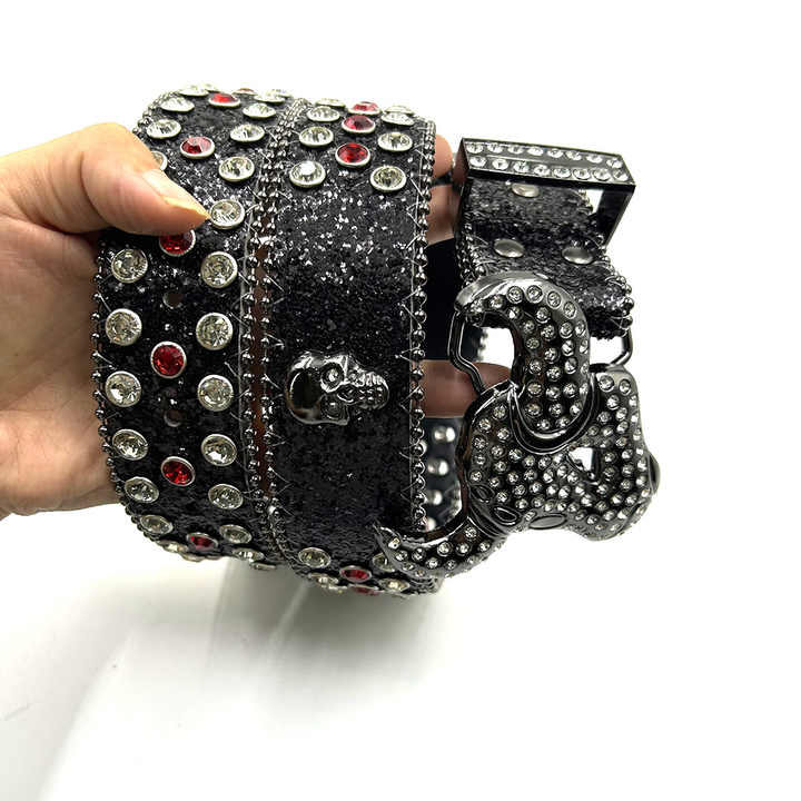 Colorful studded Pin Alloy Buckle Dressy Metal Chain PU Western ...