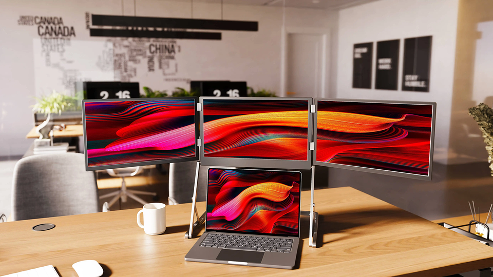 15.6 Inch Portable Quad Monitor with 1080P FHD IPS Display - Ideal Tri ...