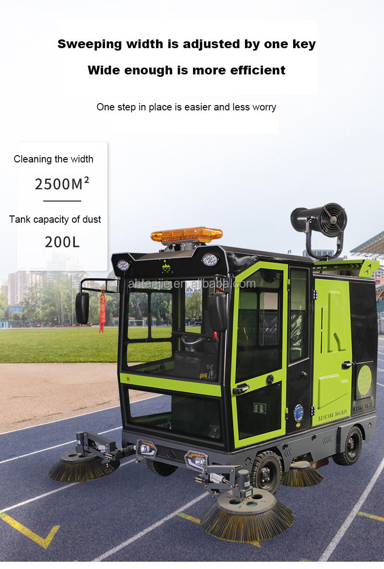 Best Four Wheel Steering Road Sweeper Cleaning Machine Electric Fuel ...