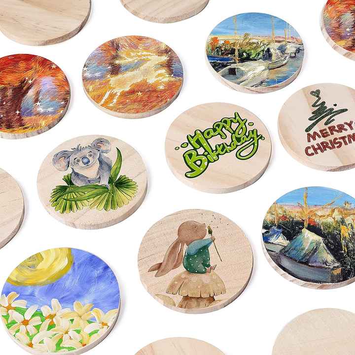 50mm natural and carbonized pine wood round pieces round board disc DIY ...