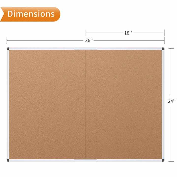Custom Size Foldable Pin Board with Cork Silver Aluminium Frame Hanging ...