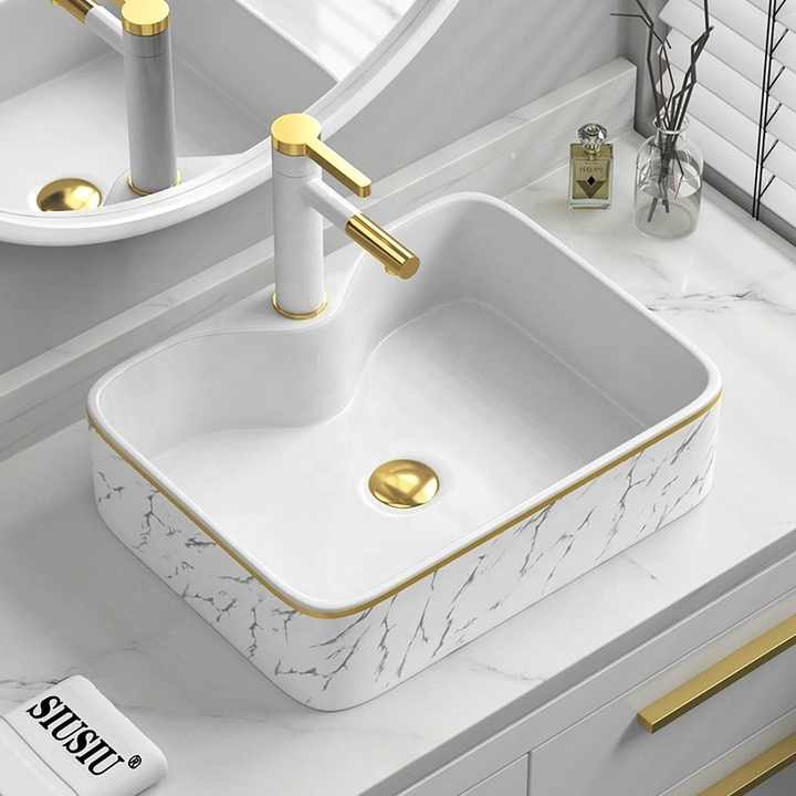 Modern Luxury Hotel Bathroom Vanity Hand Wash Basin Marble Style ...