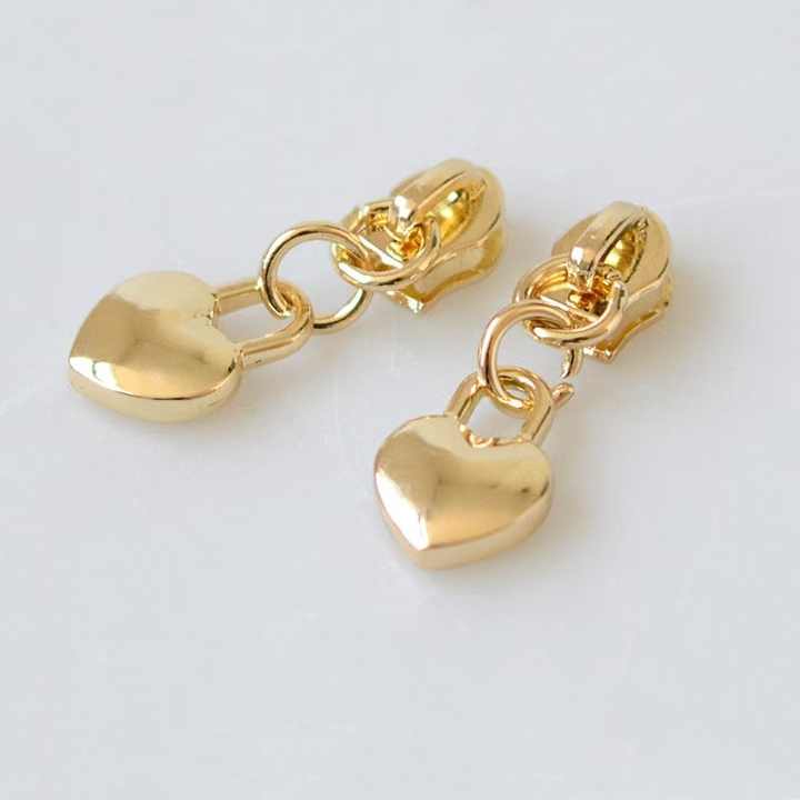 Shop Our Heart Shape Design Shiny Gold Color Zipper Puller