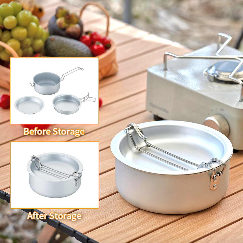 1.3L Pot Frying Pan Plate Smooth Anodized Finish Ultralight Aluminum ...