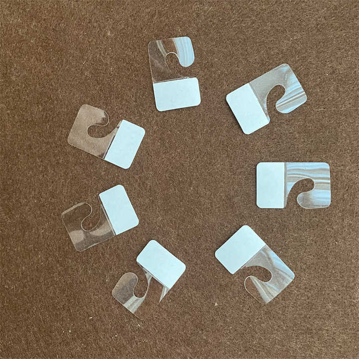 J Hole Clear Hang Tabs - 0.4MM Adhesive PET Hanger Hooks