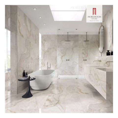 Modern Panda White Marble Sintered Stone Bathroom Cabinet Vanity Top ...