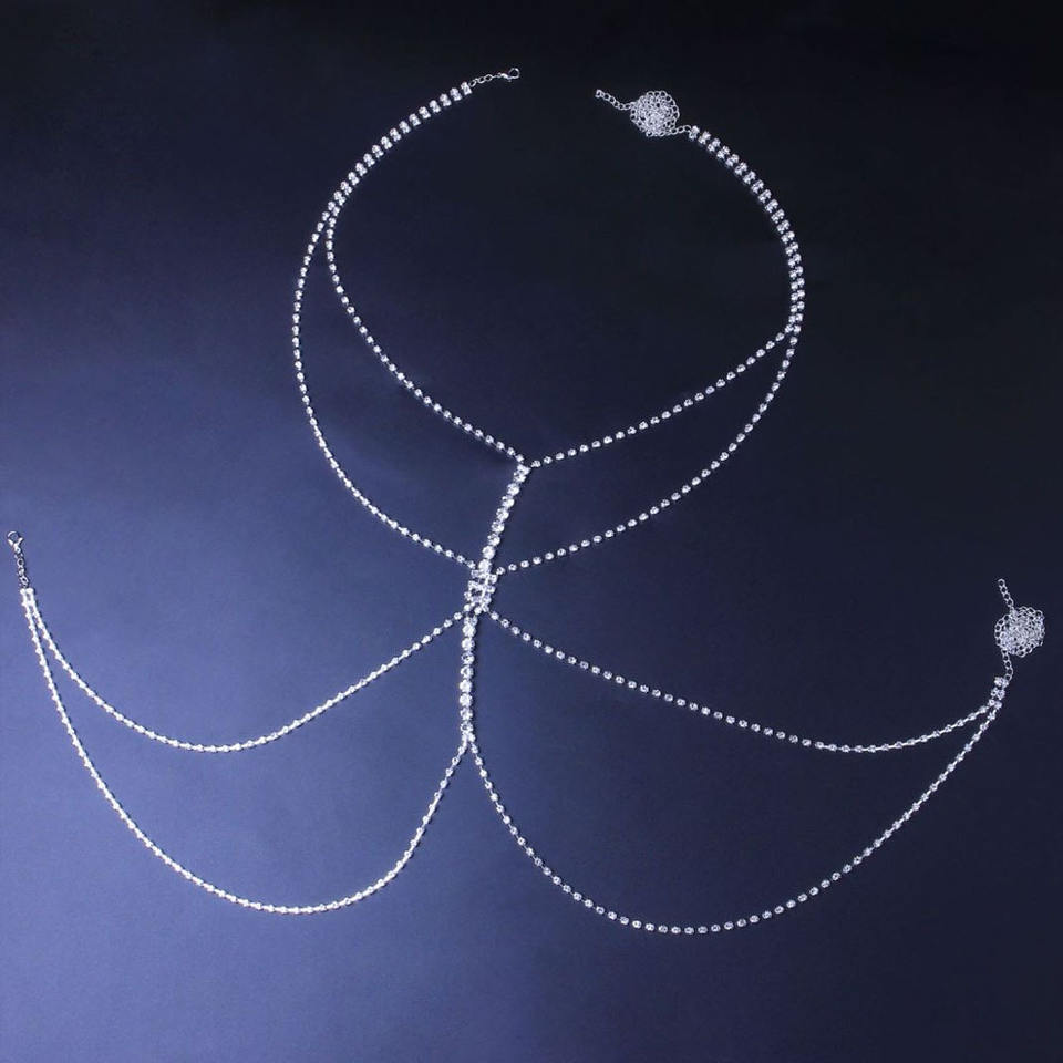 Trendy Body Chain for Women New Sexy Bikini Chest Chain with Rhinestone ...