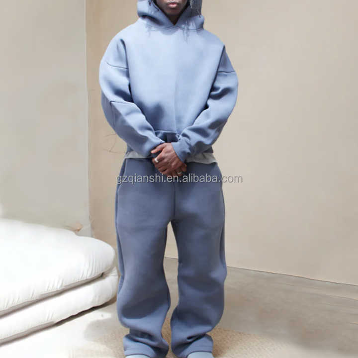 Custom Sweatpants and Hoodie Set Stacked Pants Streetwear Flare Unisex ...