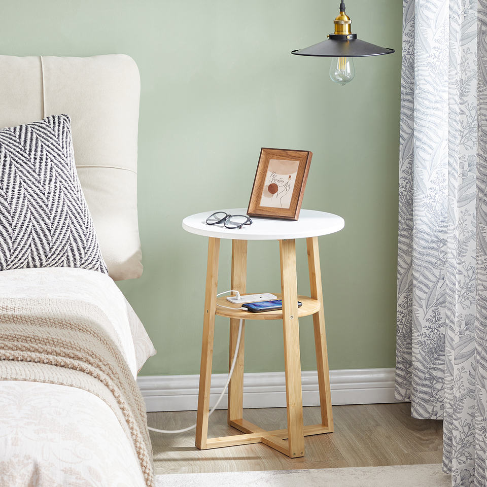 Wholesale Round Solid Wood Side Table, Circle Bamboo Sofa End Table ...