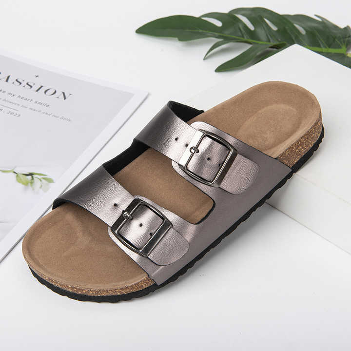 Custom Size Outdoor Cork Slippers Women 2-Strap Adjustable Sandals Cork ...