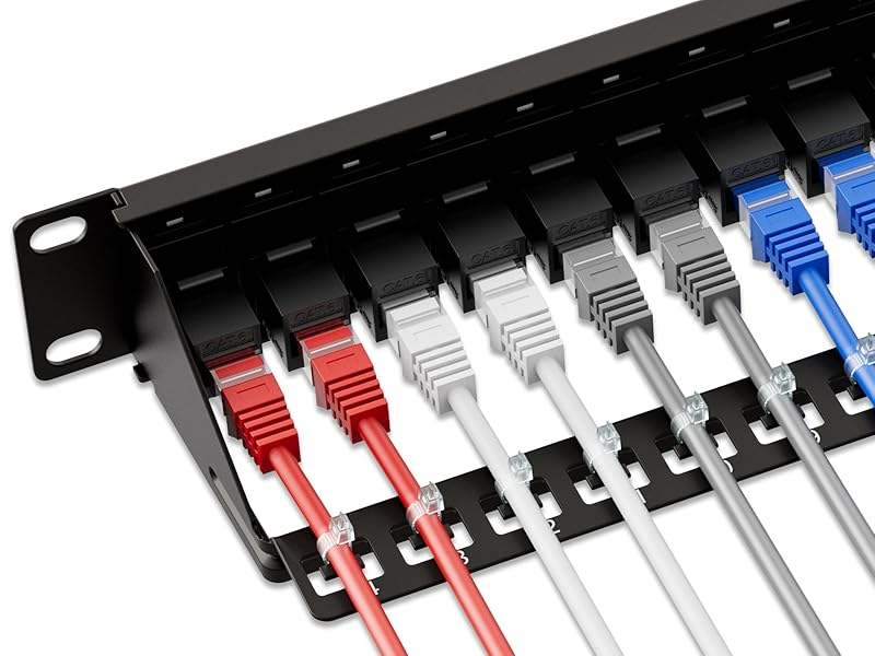 24 Port Patch Panel Rackmount or Wall Mount 19-Inch, 1U Cat 6 Network ...