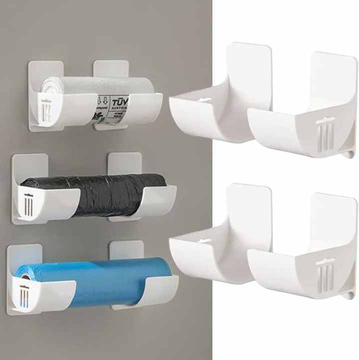 Wall Mounted Plastic Bag Organizer Roll Holder Plastic Storage Rack ...