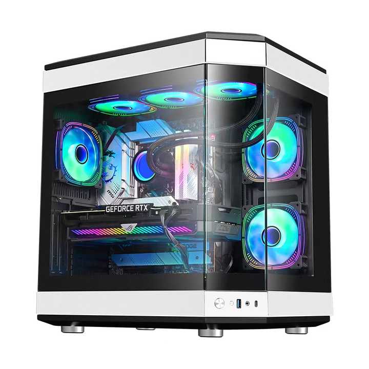Atx Mid Tower Gaming Pc Case With Double-sided Glass & Usb Type-c, Oem