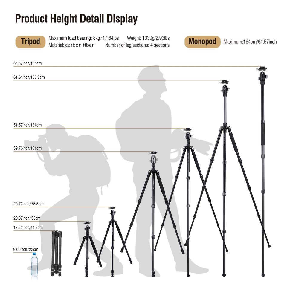 Flexible Portable Heavy Duty Professional Tripod Photography Carbon ...