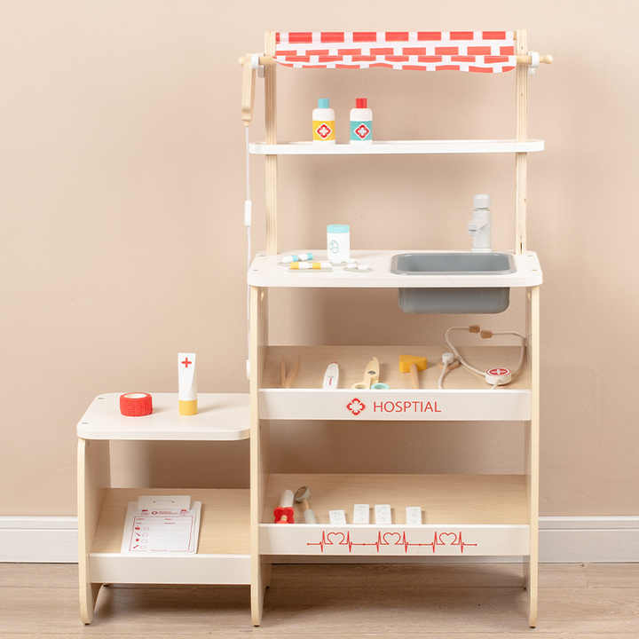 Wooden Simulation Medical Clinic Stand Children's Role Pretend Play ...