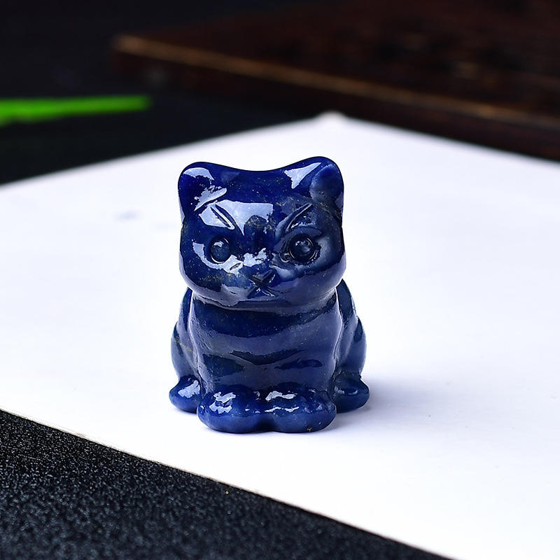 Hongzhuo Natural Raw Stone Fire Stone Cat Ornaments Cat Statue with ...