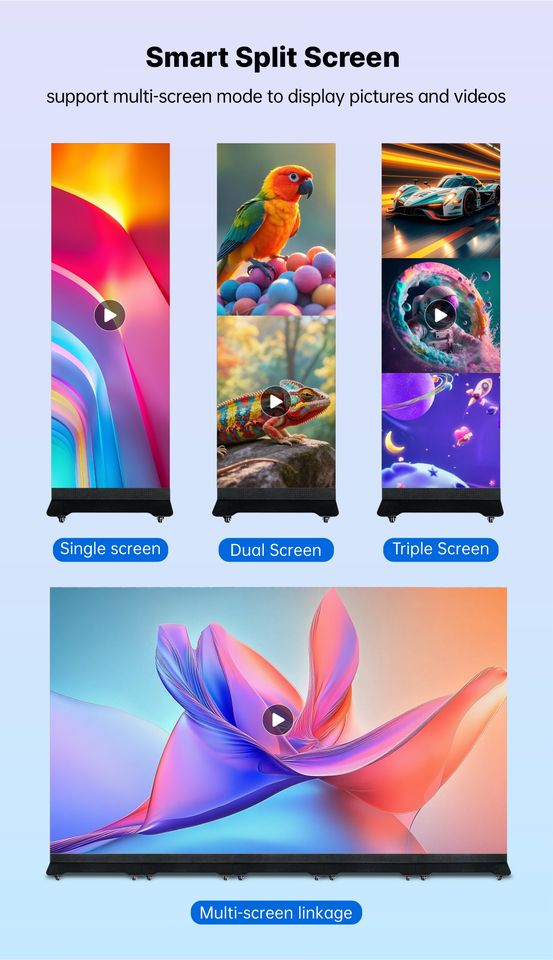 HD Foldable Mirror LED Display Stand Totem Free Standing Indoor P2.5 ...