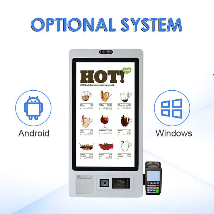 21.5 23.8 Inch Self Service Order Payment Touch Screen Kiosk Self Pay Machine Ordering Digital ...