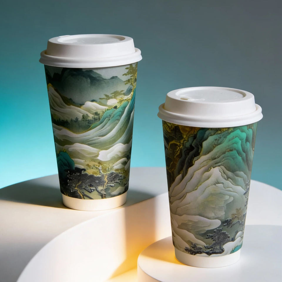 Custom Logo Disposable Double Wall Food Grade Paper Cups 3D Foaming ...