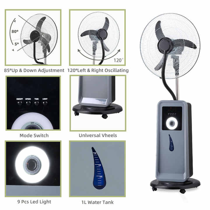 Sunglife Water Cooling Fan - 18inch Mist Rechargeable Fan