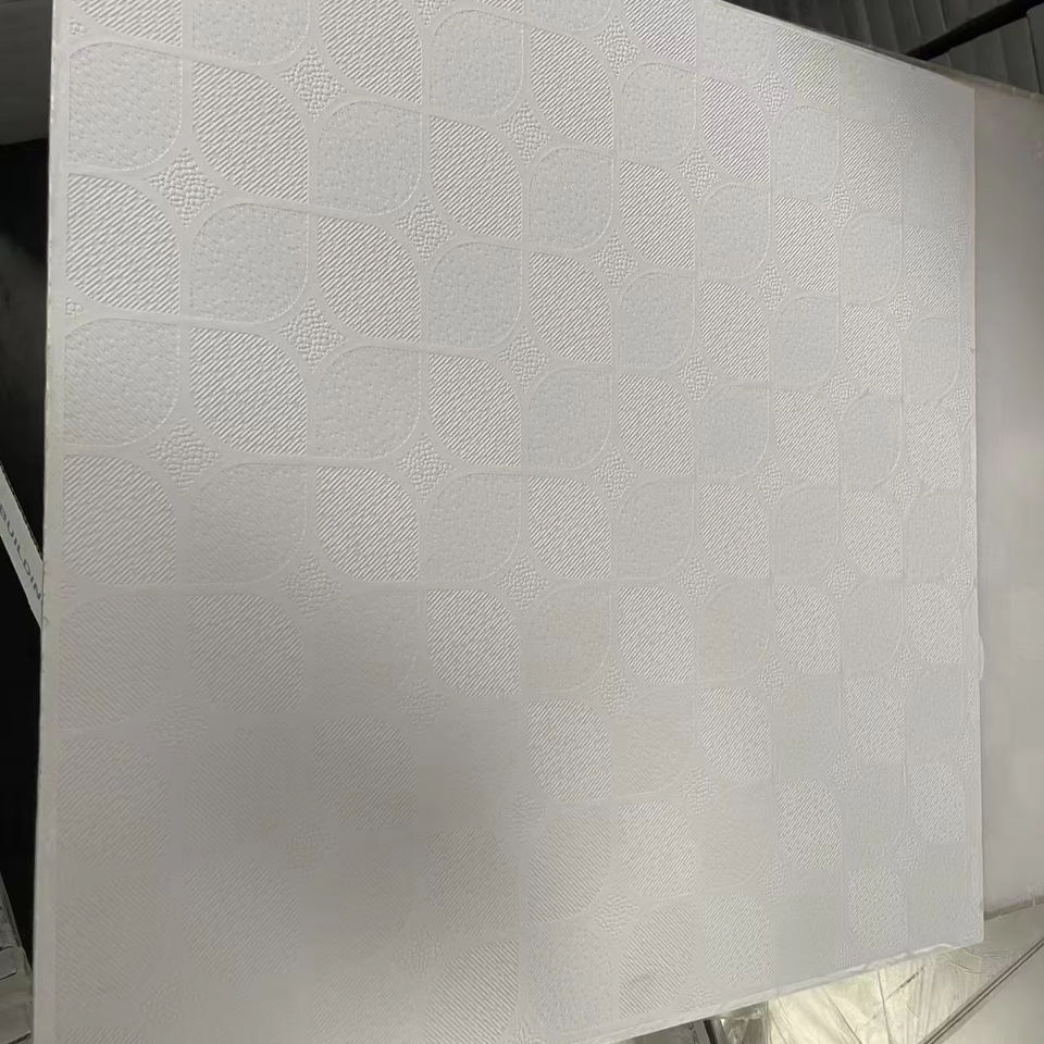 Gypsum Ceiling Panel PVC Laminated Tile 603x603 Soundproof Acoustic ...