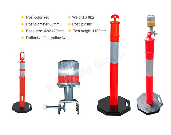 T-top PVC 1100mm Traffic Safety Posts - Reflective & Durable
