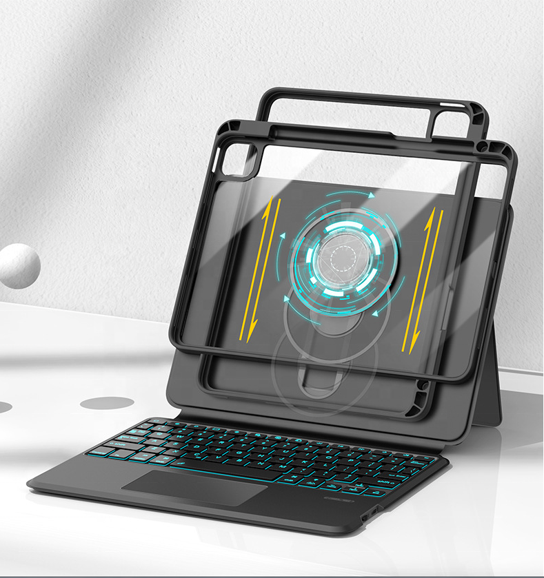 Portable Rotation Case Keyboard Touchpad Backlit Wireless Keyboard for ...