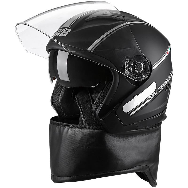 Motorcycle Helmets Open Face Detachable Warm Lining Detachable Scarf ...