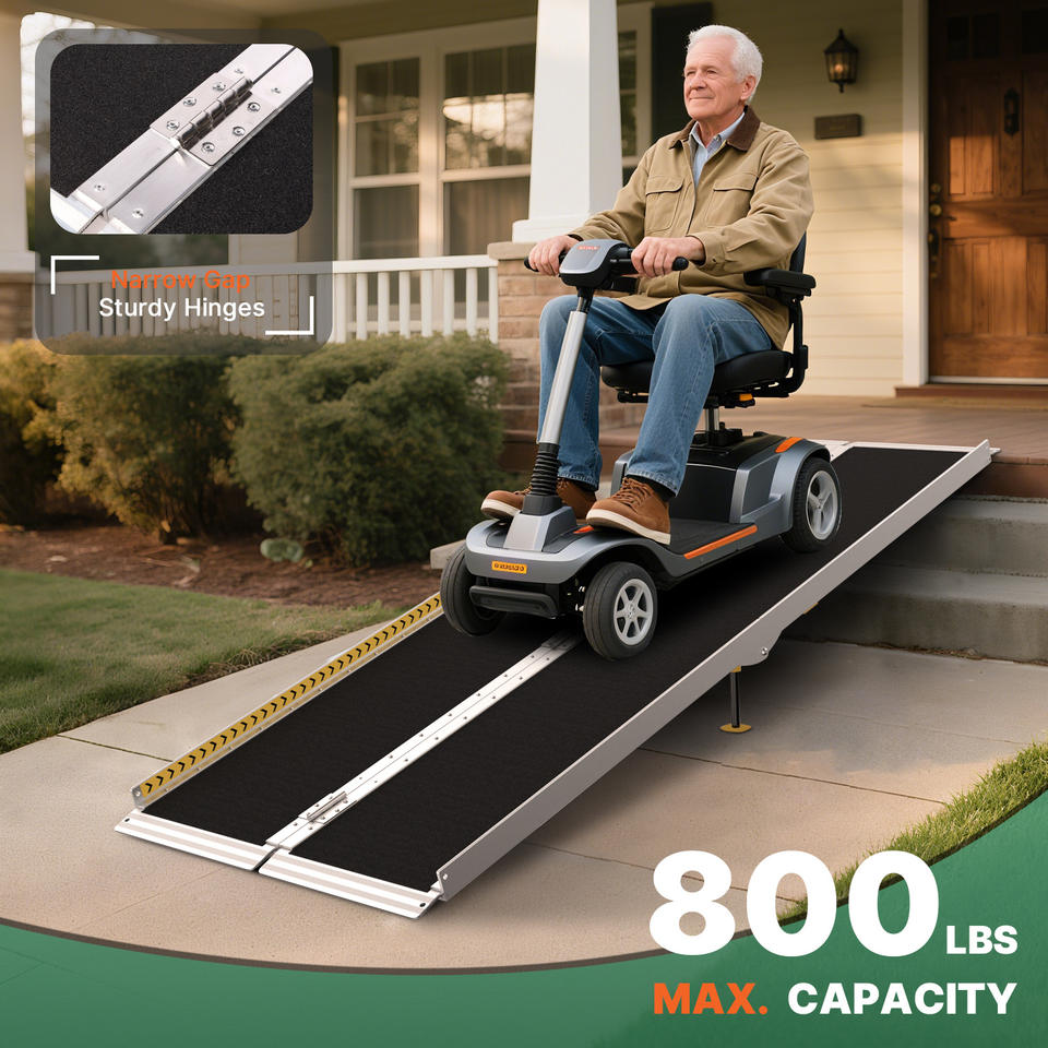 New Aluminum Folding Ramp with Support Feet Movable Step Design Non ...