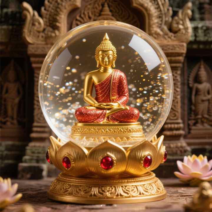 Wholesale Resin Thai Buddha Snow Globe Custom OEM Buddhist Water Ball ...