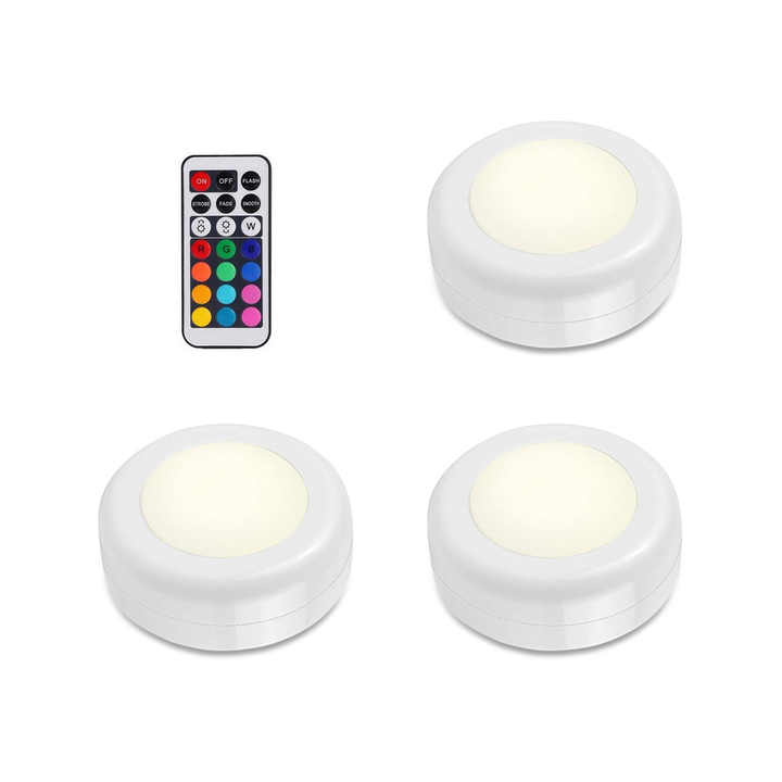 USB Rechargeable LED Puck Lights - 6 Pack with Remote