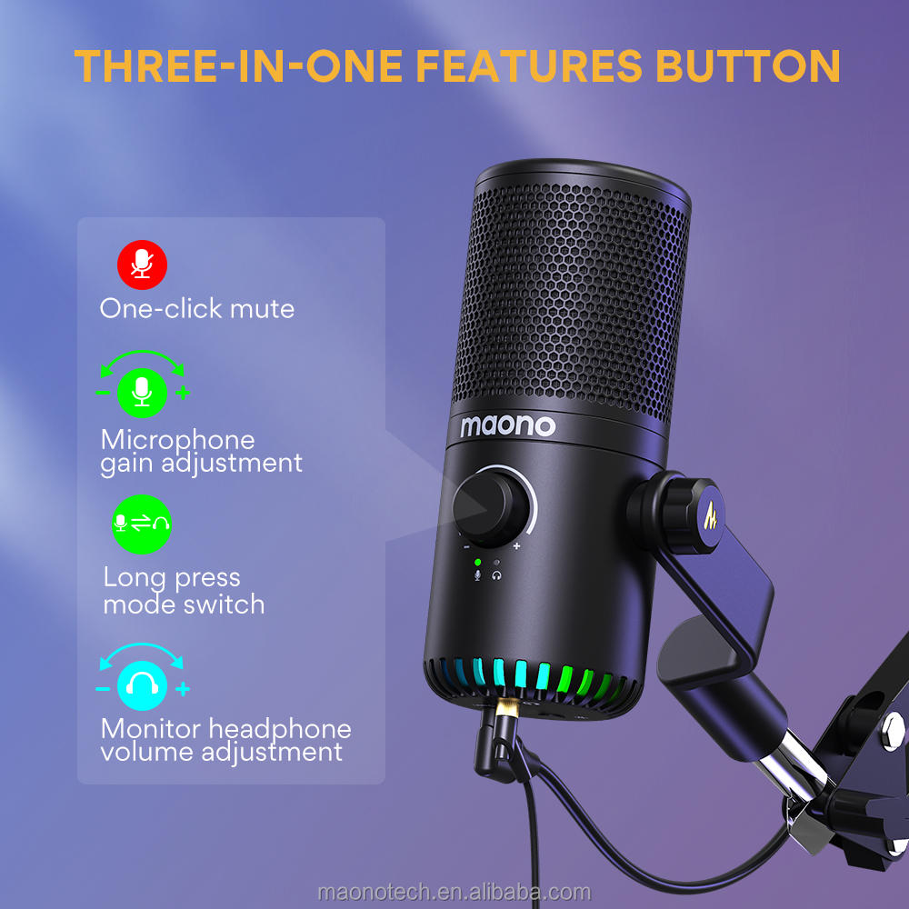 Maono Programmable RGB Gaming Microphone 3 in 1 Microphone Knob ...