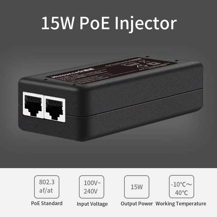 Gigabit Poe Injector Adapter - 15W Power over Ethernet