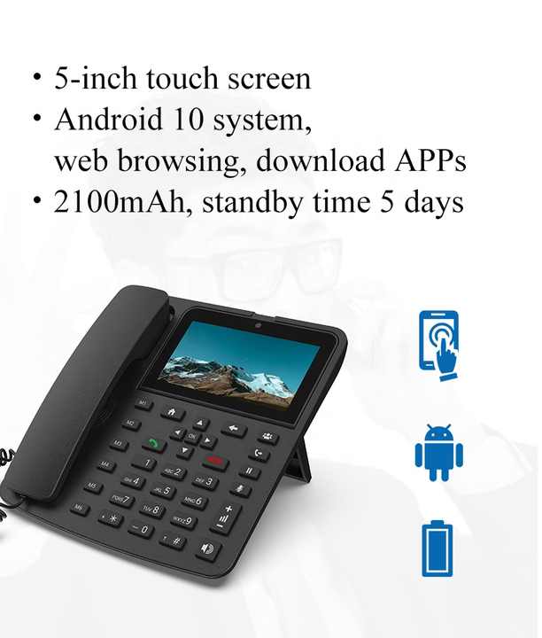 3G 4G LTE GSM VoLTE 5" Screen WiFi Android Video Fixed Wireless Phone ...