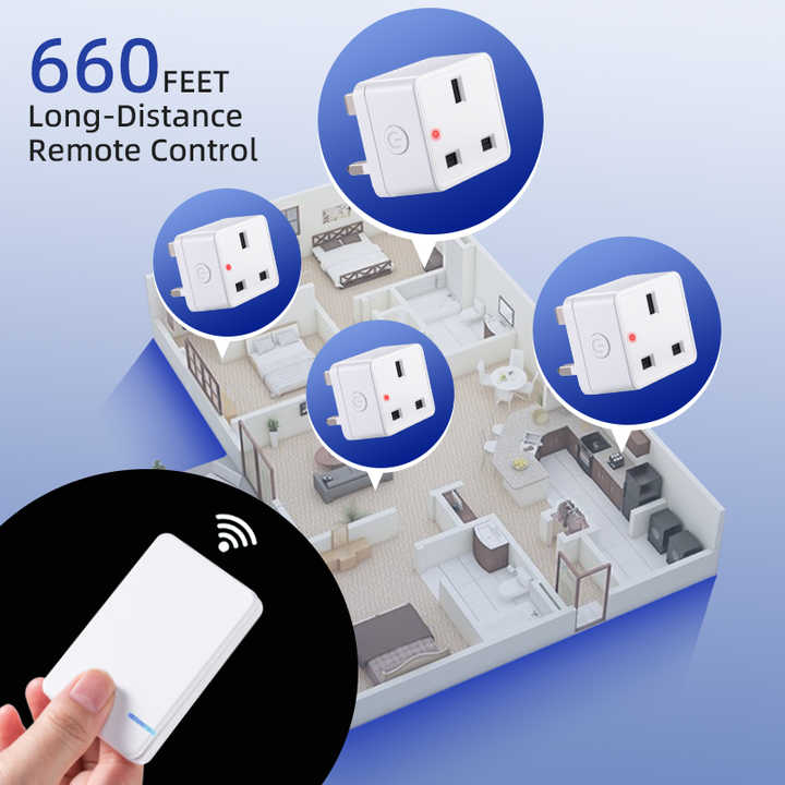 UK Standard Plugs & Sockets With Wireless Remote Control 600 Ft Range ...