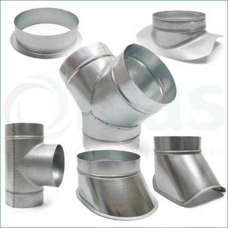 HVAC System Round Spiral Duct Fittings - Elbow, Bend, Tee