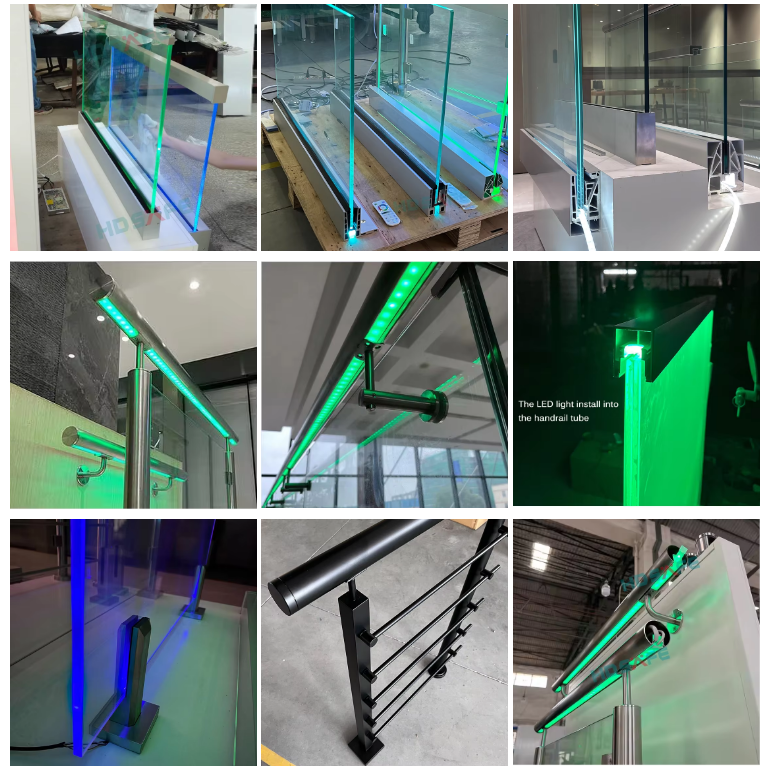 Stainless Steel Glass Spigot LED Light Glass Fence Villa Resort ...