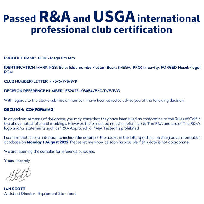 USGA Conforming OEM Golf Clubs - PGM Irons Factory Custom