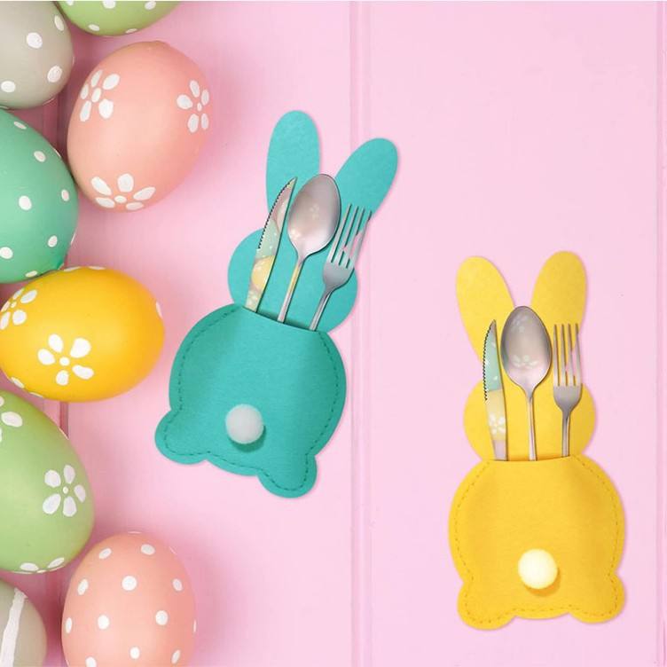 Easter Bunny Tableware Bag, Knife and Fork Bag, Birthday Party Tabletop ...