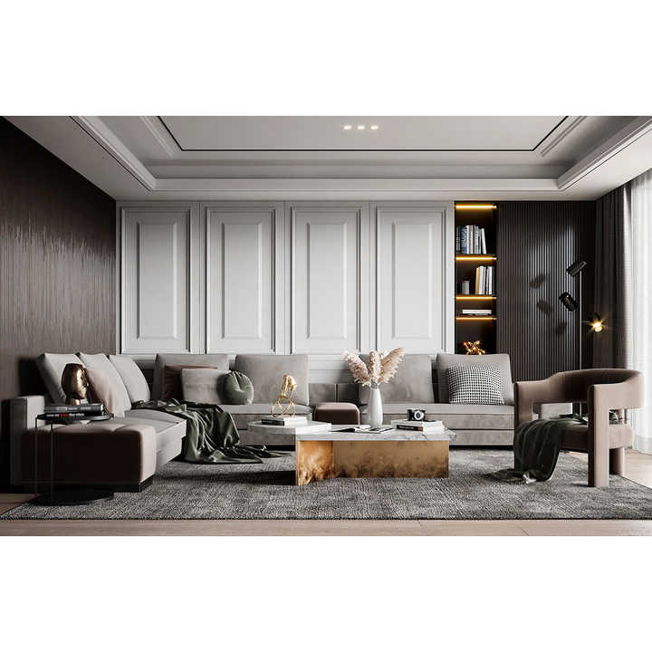 Modern KD Assembly Corner Sofa - Modular Couch Fabric Gray