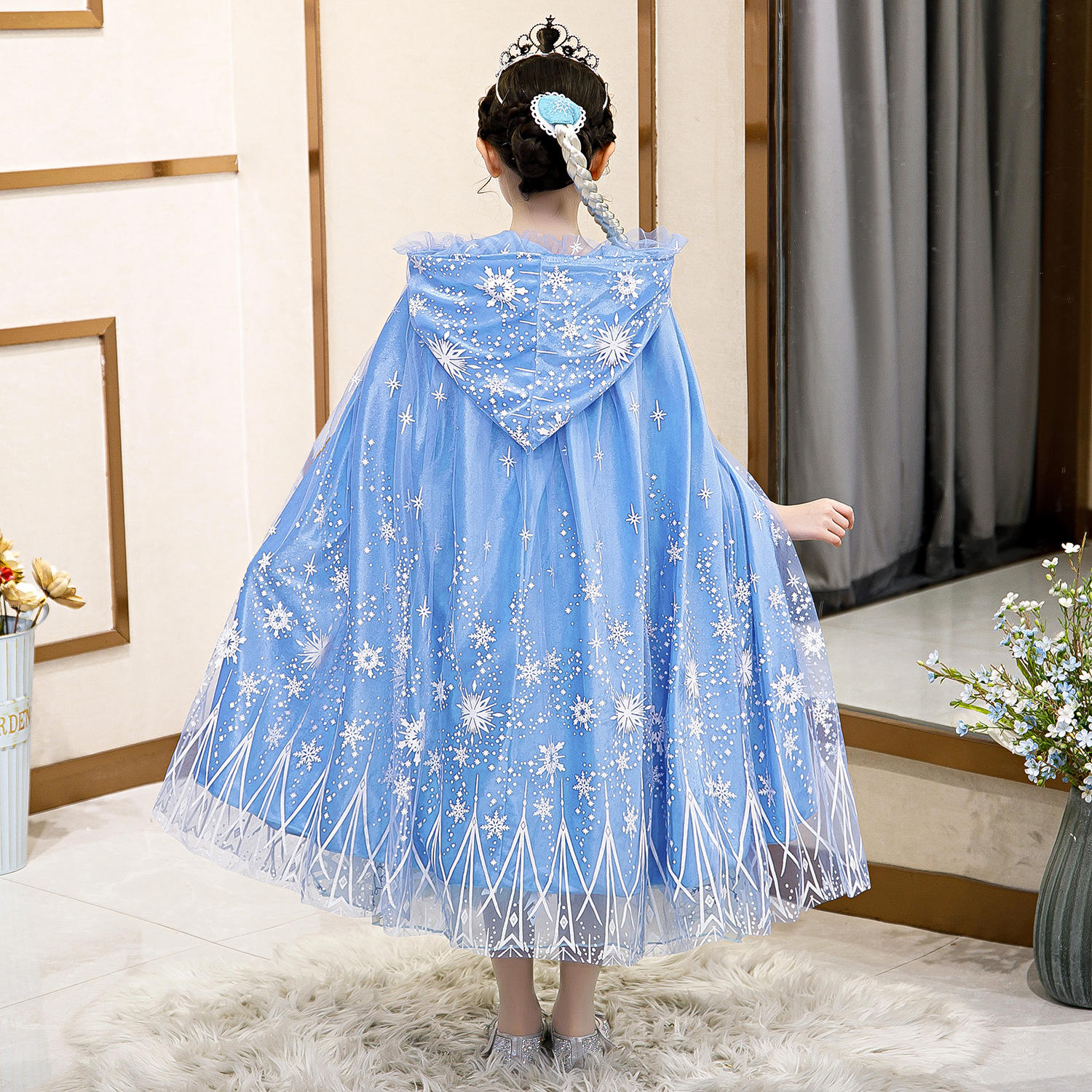 Kids Elsa Princess Cloak Cape Cosplay Costumes Fairy Hooded Cloak For Girls