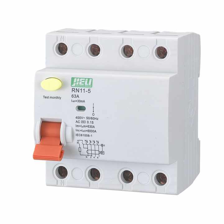 JIELI 4P RCBO 125A 30mA Residual Current Circuit Breaker PA66 Copper ...