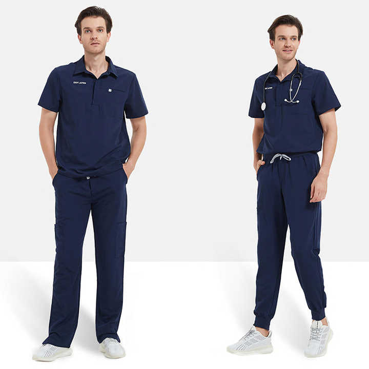OEM Short Sleeve Polo Scrubs Suit Set Men Medical Nursing