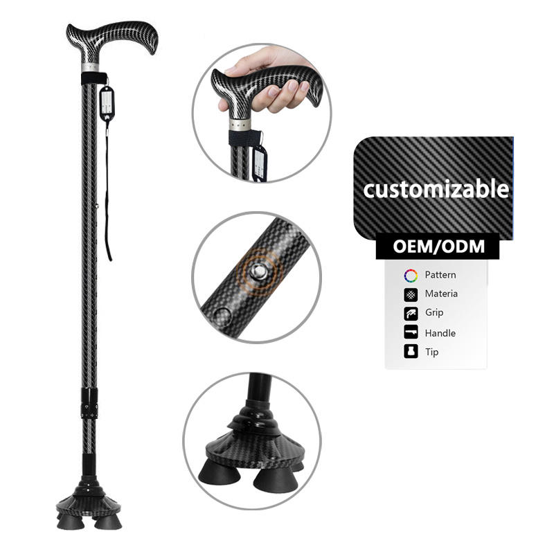 Carbon Fiber Anti-Fall Walking Stick for Elderly Non-Slip Telescopic ...